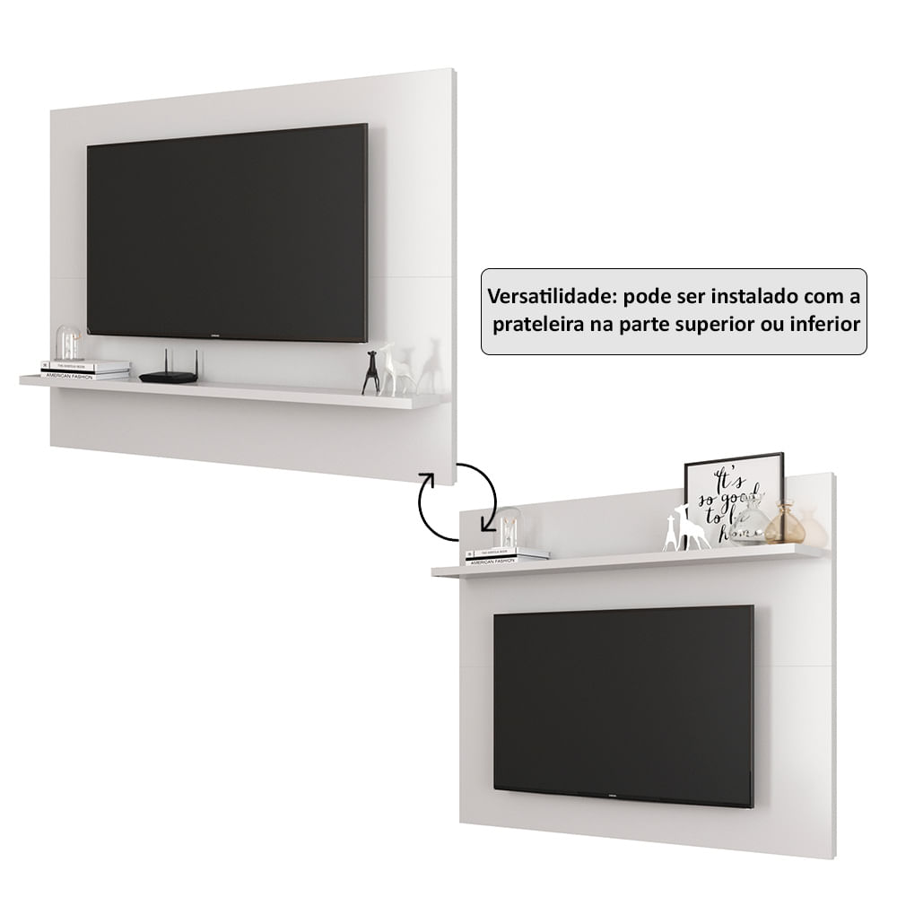 Painel TV Quarto 43 Polegadas Branco Acetinado Topázio Patrimar